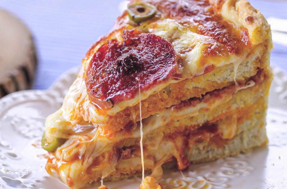 Bolo Pizza | Pizza em Camadas com Queijo e Pepperoni